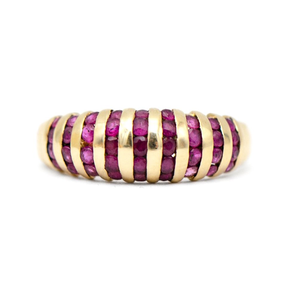 14k Yellow Gold Channel Set Ruby Ring - Gem